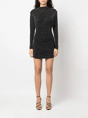 Saint Laurent Glittered Long Sleeve Mini Dress