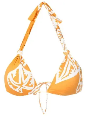 CLUBE BOSSA Graphic-print Halterneck Bikini Top - Orange