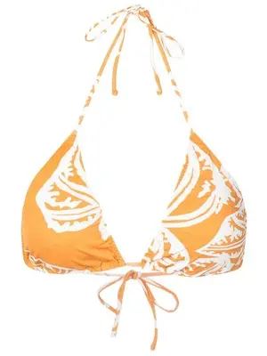 CLUBE BOSSA Leaf-print Halterneck Bikini Top - Yellow