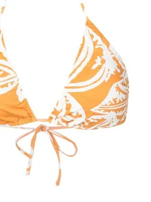 CLUBE BOSSA Leaf-print Halterneck Bikini Top - Yellow