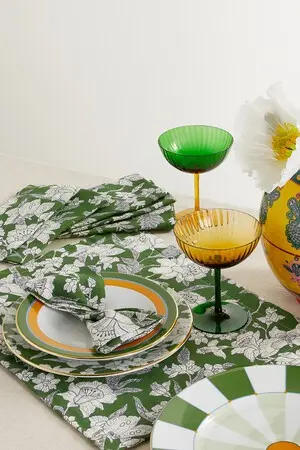 La DoubleJ Set Of Six Floral-print Linen Napkins - Green