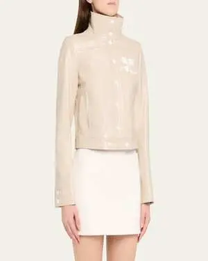 COURREGES Textured Vinyl Cropped Jacket - Chocolate