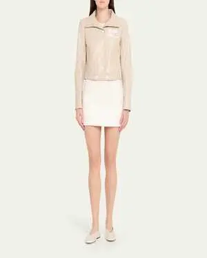 COURREGES Textured Vinyl Cropped Jacket - Chocolate