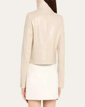 COURREGES Textured Vinyl Cropped Jacket - Chocolate