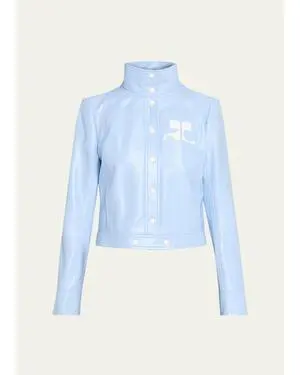 COURREGES Courreges Textured Vinyl Cropped Jacket Sky2