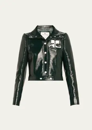 COURREGES Courreges Textured Vinyl Cropped Jacket Vert Fonce