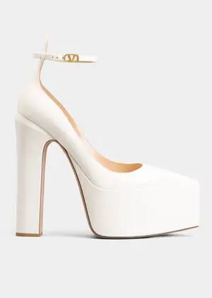 Valentino Garavani Tango Patent Ankle-Strap Platform Pumps - Ivory