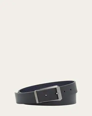 FERRAGAMO Double Adjustable Leather Belt - Nero/midnight