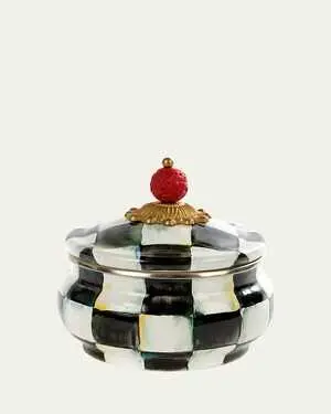 MACKENZIE-CHILDS Courtly Check Squashed Pot - Check/black