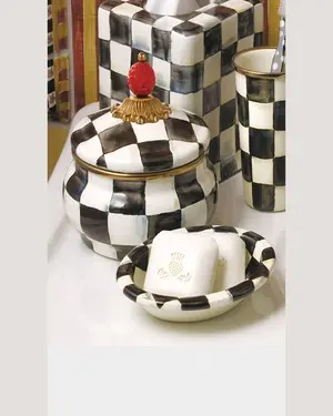 MACKENZIE-CHILDS Courtly Check Squashed Pot - Check/black