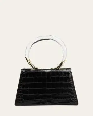 Alexis Bittar Lucite Croc-embossed Top-handle Bag - Black Croco