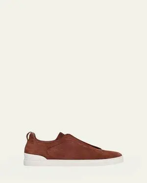 Zegna Triple Stitch Suede Sneakers - Medium Red