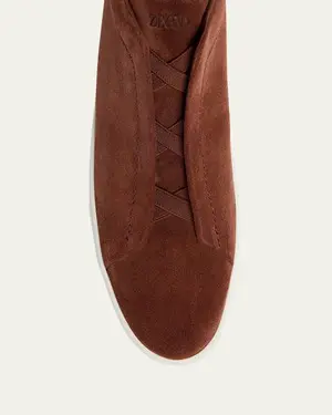 Zegna Triple Stitch Suede Sneakers - Medium Red