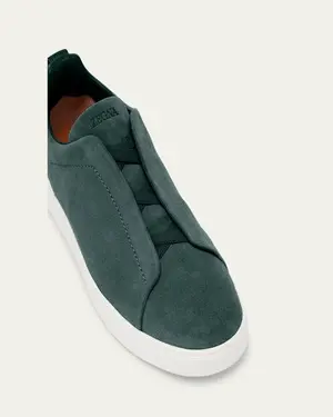 Zegna Triple Stitch Suede Sneakers - Medium Red