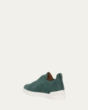 Zegna Triple Stitch Suede Sneakers - Medium Red