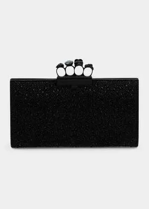 MCQUEEN Alexander McQueen Skull Jewel Flat Pouch Clutch Bag - 1000 Black