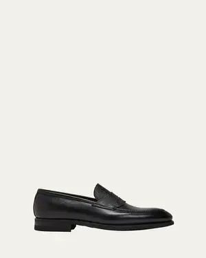 Bontoni Principe Grain Leather Loafers - Black
