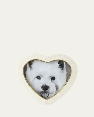 Aerin Faux Shagreen Heart Picture Frame - Cream