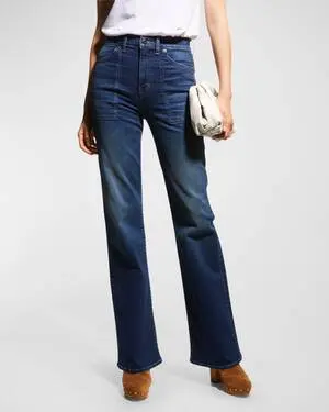 Veronica Beard Crosbie Wide Patch Pocket Jeans - Astro