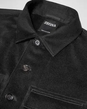Zegna Apos;s Cashmere Overshirt - Black Solid