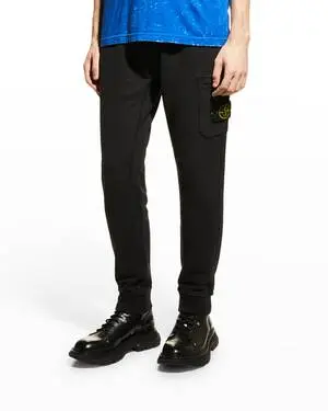 Stone Island Men's Single-pocket Cargo Sweatpants - Black