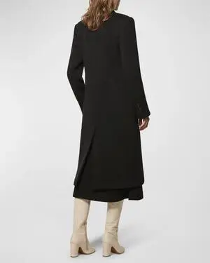 Another Tomorrow Cashmere Blend Tailored Peacoat - Black