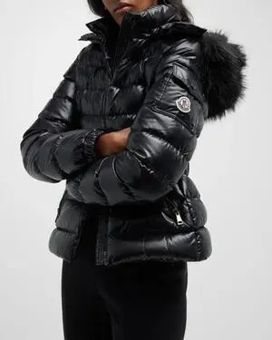 Moncler Badyf Faux Fur-trimmed Hooded Down Jacket - Black