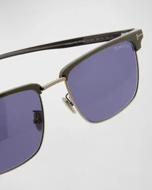 TOM FORD Apos;s Ft0997-hudson Half-rim Square Sunglasses - Brown