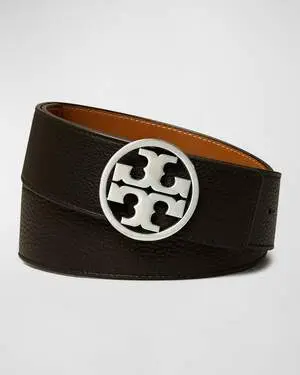 Tory Burch Tory Burch Miller Reversible Logo Belt Black / Silver