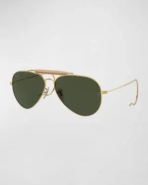 Ray-ban Men's Metal Double Bridge Aviator Sunglasses - Arista