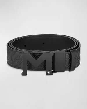 Montblanc M-Monogram Reversible Leather Belt - Black