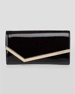 JIMMY CHOO Emmie Flap Clutch - Blk L Gold