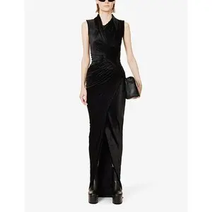Rick Owens Lillies Vered Draped Velour Maxi Skirt