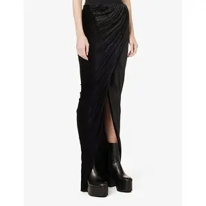 Rick Owens Lillies Vered Draped Velour Maxi Skirt