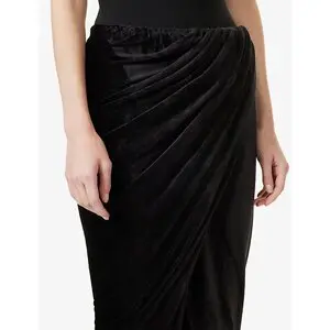 Rick Owens Lillies Vered Draped Velour Maxi Skirt