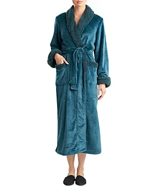 Natori Long Plush Robe Cypress Green