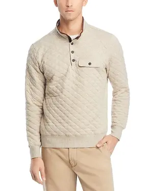 Faherty Brand Quilted Fleece Pullover - Oatmeal Mélange