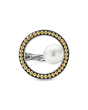Lagos 18k Yellow Gold & Sterling Silver Pearl Ring - Silver/gold