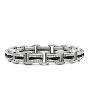 David Yurman Sterling Silver Diamond Link Bracelet - Black/silver