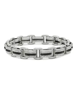 David Yurman Sterling Silver Diamond Link Bracelet - Black/silver