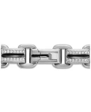 David Yurman Sterling Silver Diamond Link Bracelet - Black/silver