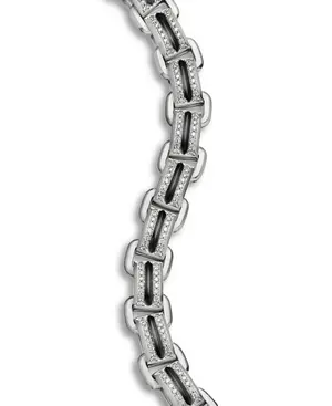 David Yurman Sterling Silver Diamond Link Bracelet - Black/silver