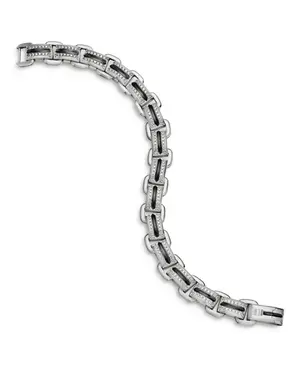 David Yurman Sterling Silver Diamond Link Bracelet - Black/silver
