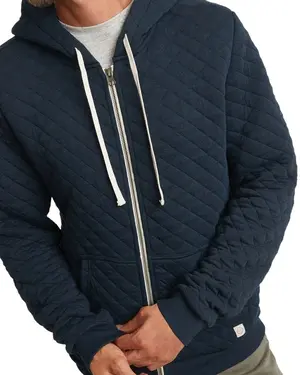 Marine Layer Quilted Full Zip Hoodie - Navy