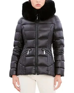 Dawn Levy Nikki Shearling Trim Puffer Coat - Black