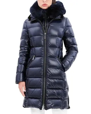 Dawn Levy Shearling Trim Down Puffer Coat - Abyss