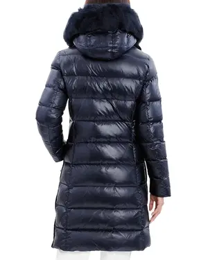 Dawn Levy Shearling Trim Down Puffer Coat - Abyss