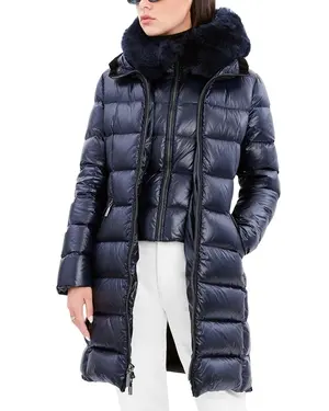 Dawn Levy Shearling Trim Down Puffer Coat - Abyss