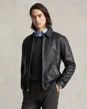 Polo Ralph Lauren Maxwell Lambskin Leather Zip Jacket - Polo Black
