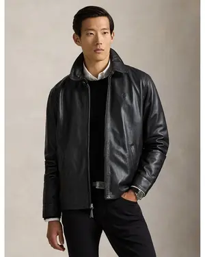 Polo Ralph Lauren Maxwell Lambskin Leather Zip Jacket - Polo Black